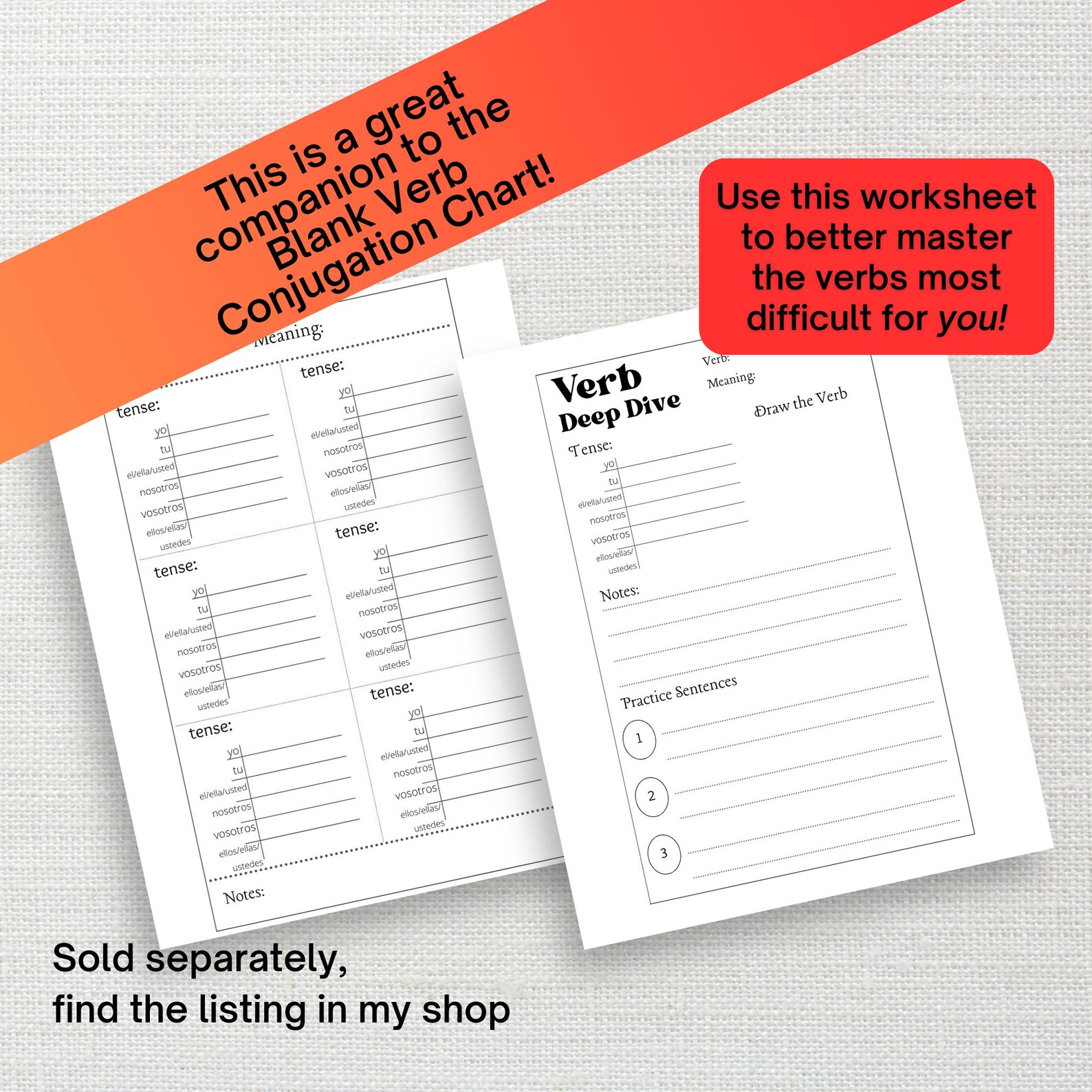 Spanish Verb Deep Dive Worksheet | Printable | Instant Download - Etsy