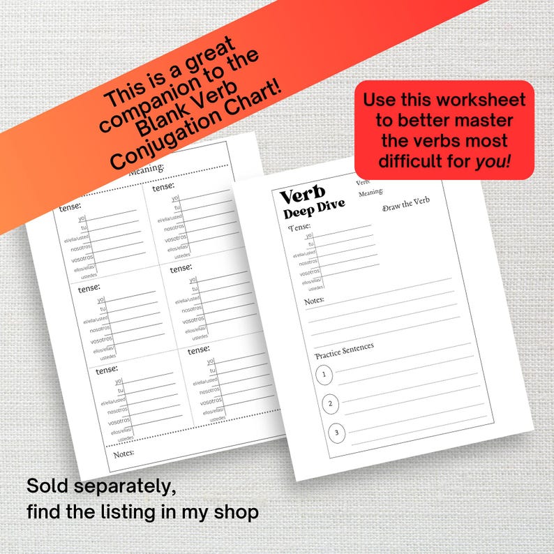 Spanish Verb Deep Dive Worksheet | Printable | Instant Download - Etsy