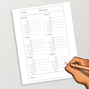 Blank Spanish Verb Conjugation Chart Printable Instant Download - Etsy