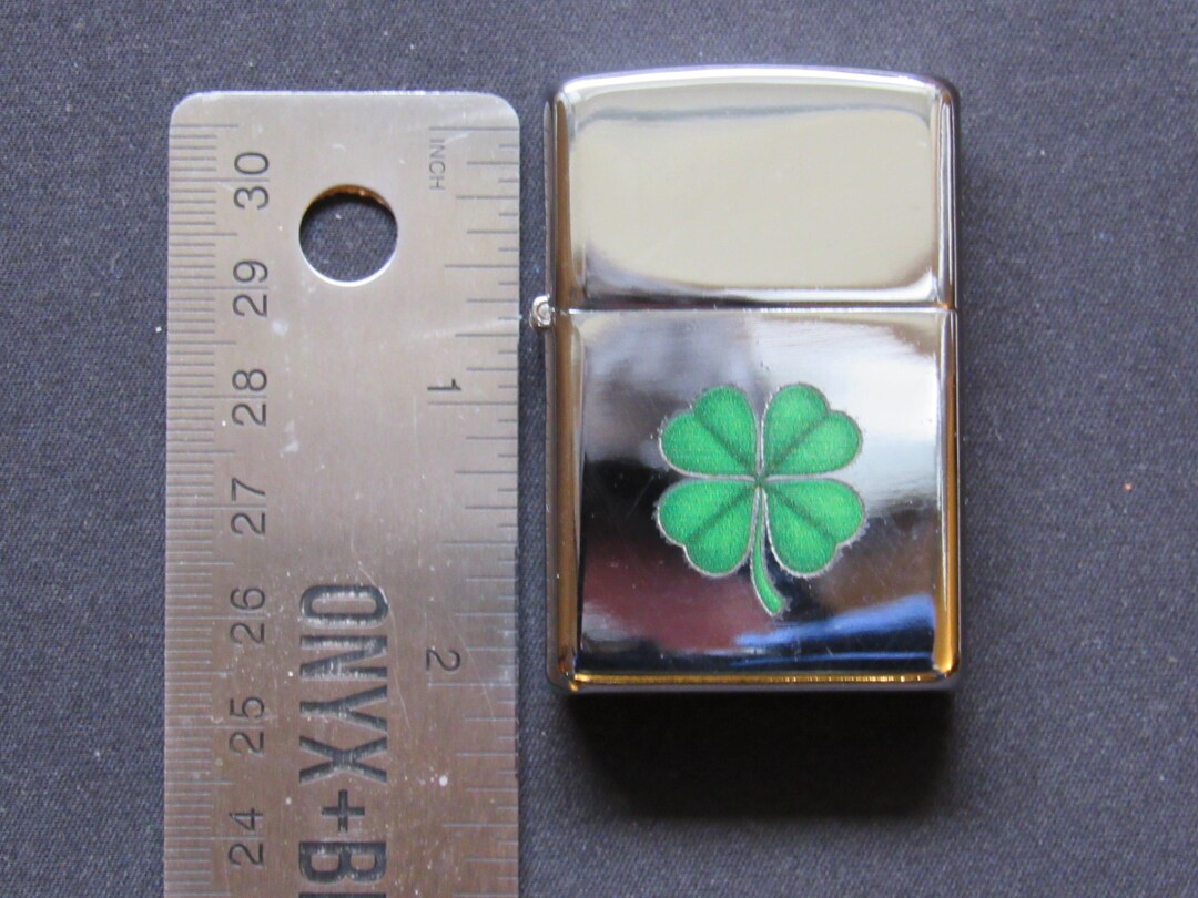 Lucky Four Leaf Clover / Good Luck Piece Kerosene Flip Top Oil Lighter ...