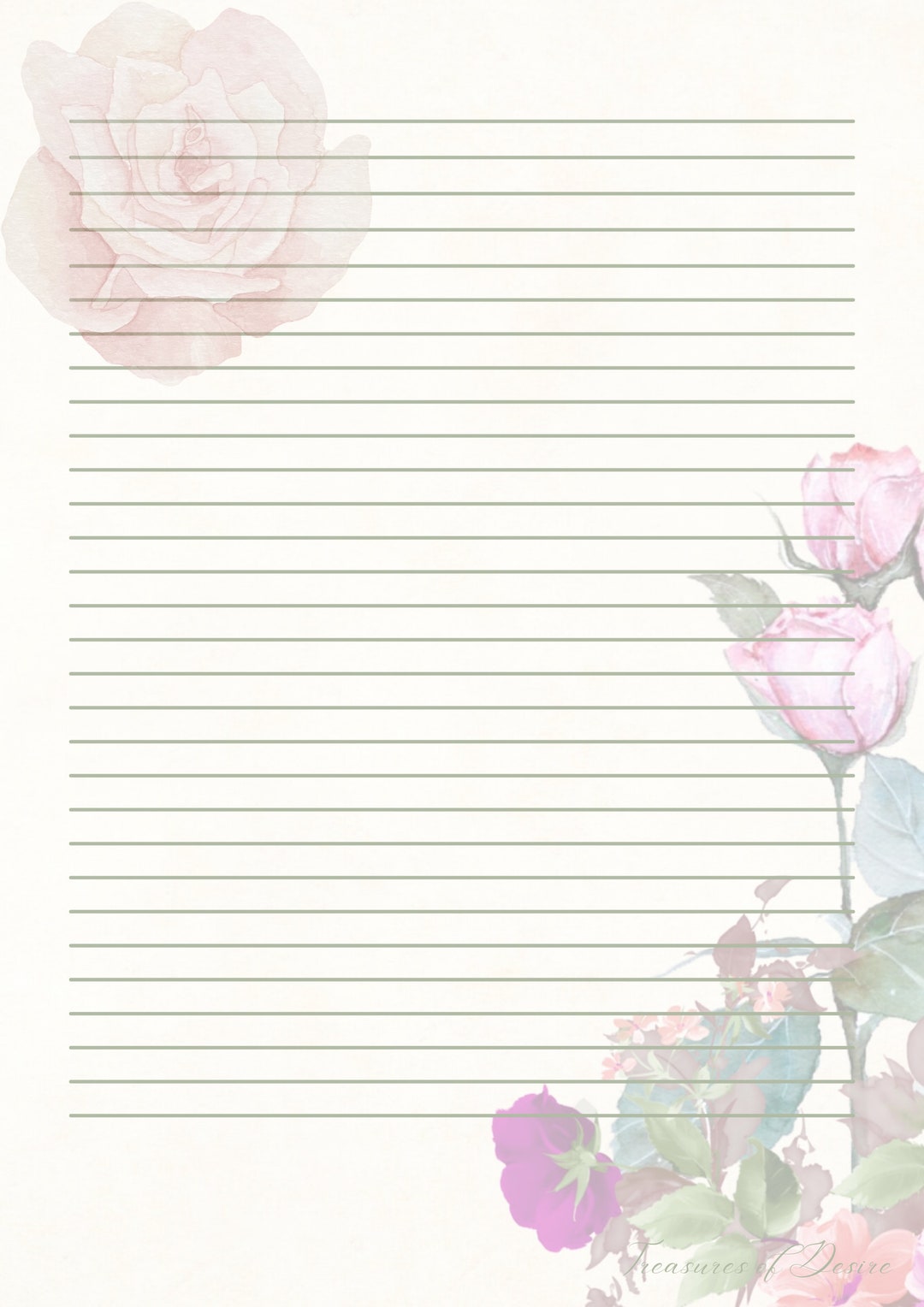 Rose Stationary Set - Etsy