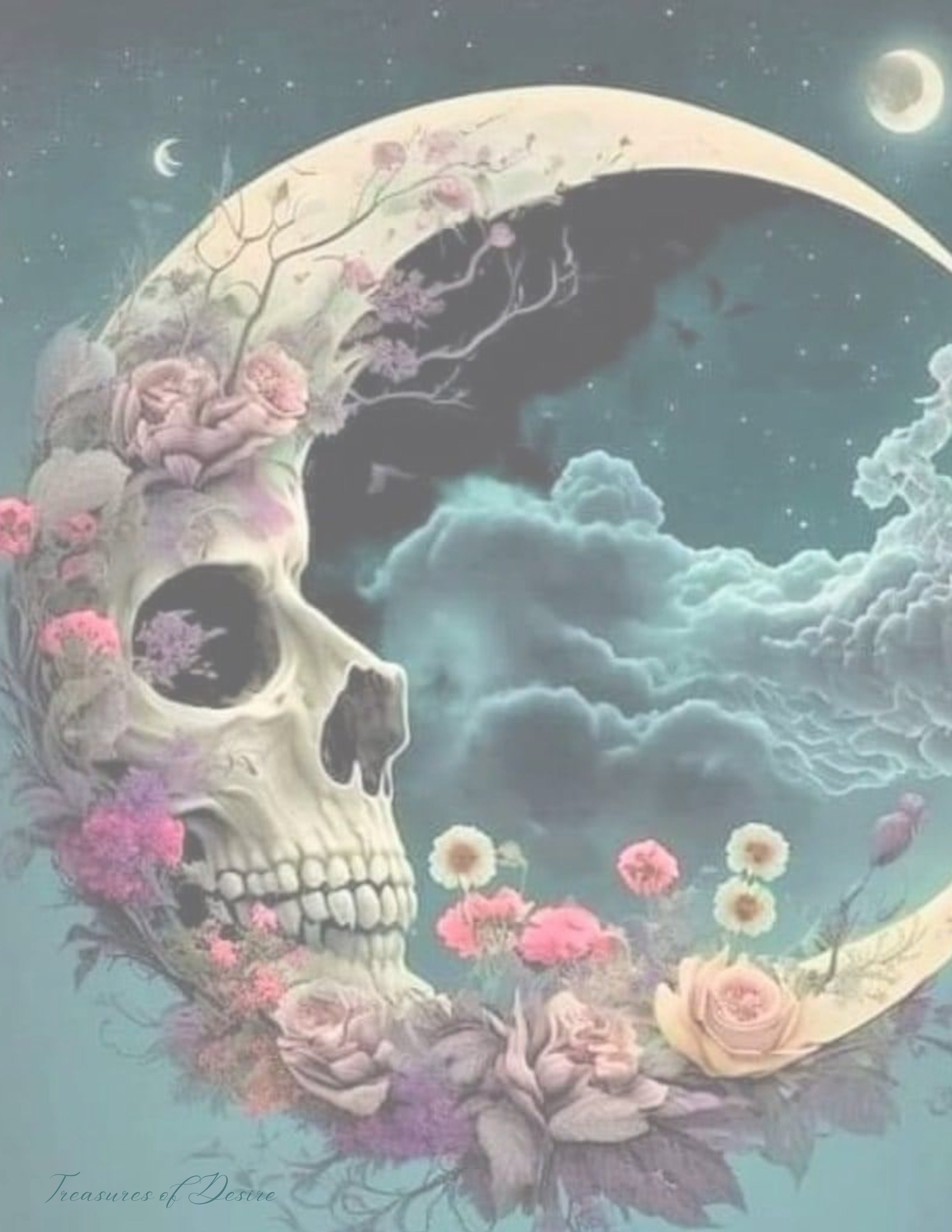 Crescent Moon Skull Set Digital Download - Etsy