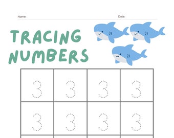 Preschool Pre-k Kindergarden Learning Bundle Number Tracing Sheet ...