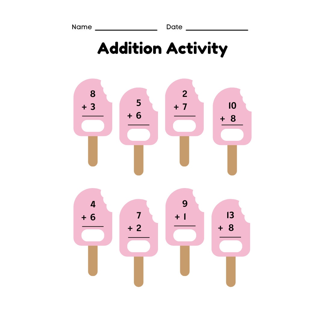 Math Practice Printable Worksheet | Addition Counting Tracing Numbers ...