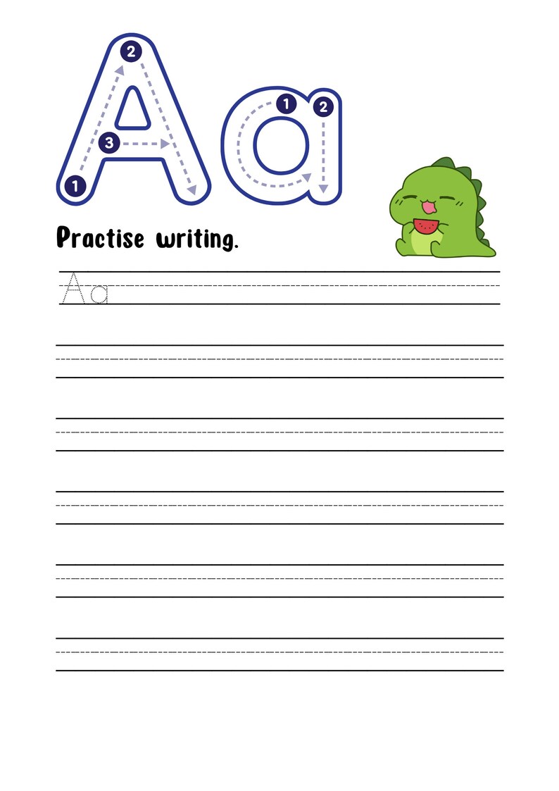 Back to School Dino Alphabet Book Tracing and Writing Letters | Instant ...