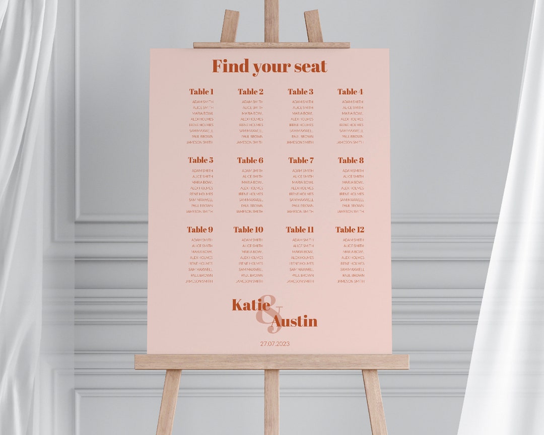 Terracotta Colorful Seating Chart Wedding Template - Etsy