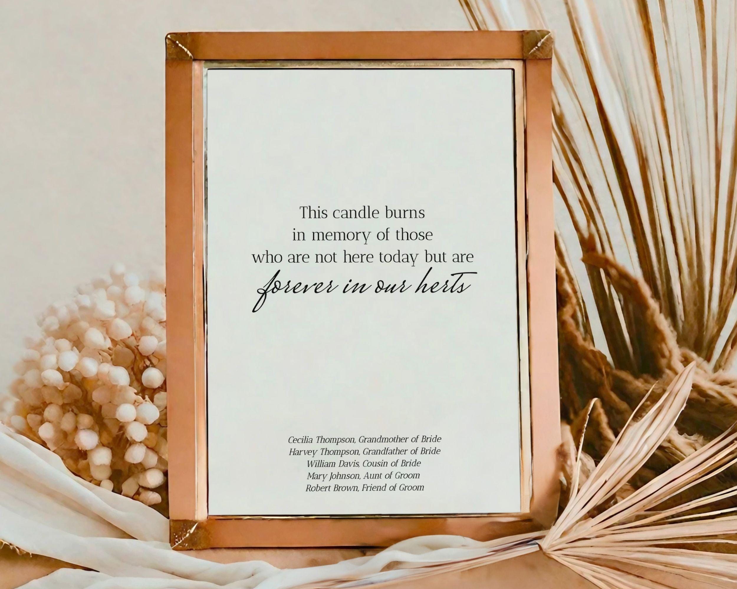 In Loving Memory Table Sign, Modern Minimalist Wedding Memorial, This ...