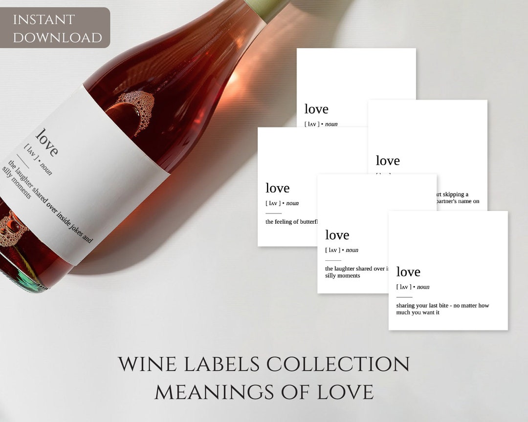 Wine Labels Collection Meanings of Love, Instant Download, Printable ...