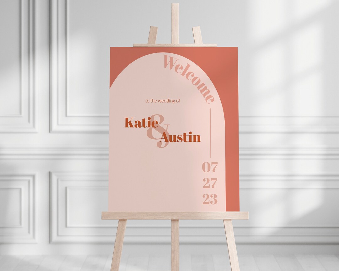 Terracotta Colorful Arch Welcome Sign Wedding Template - Etsy