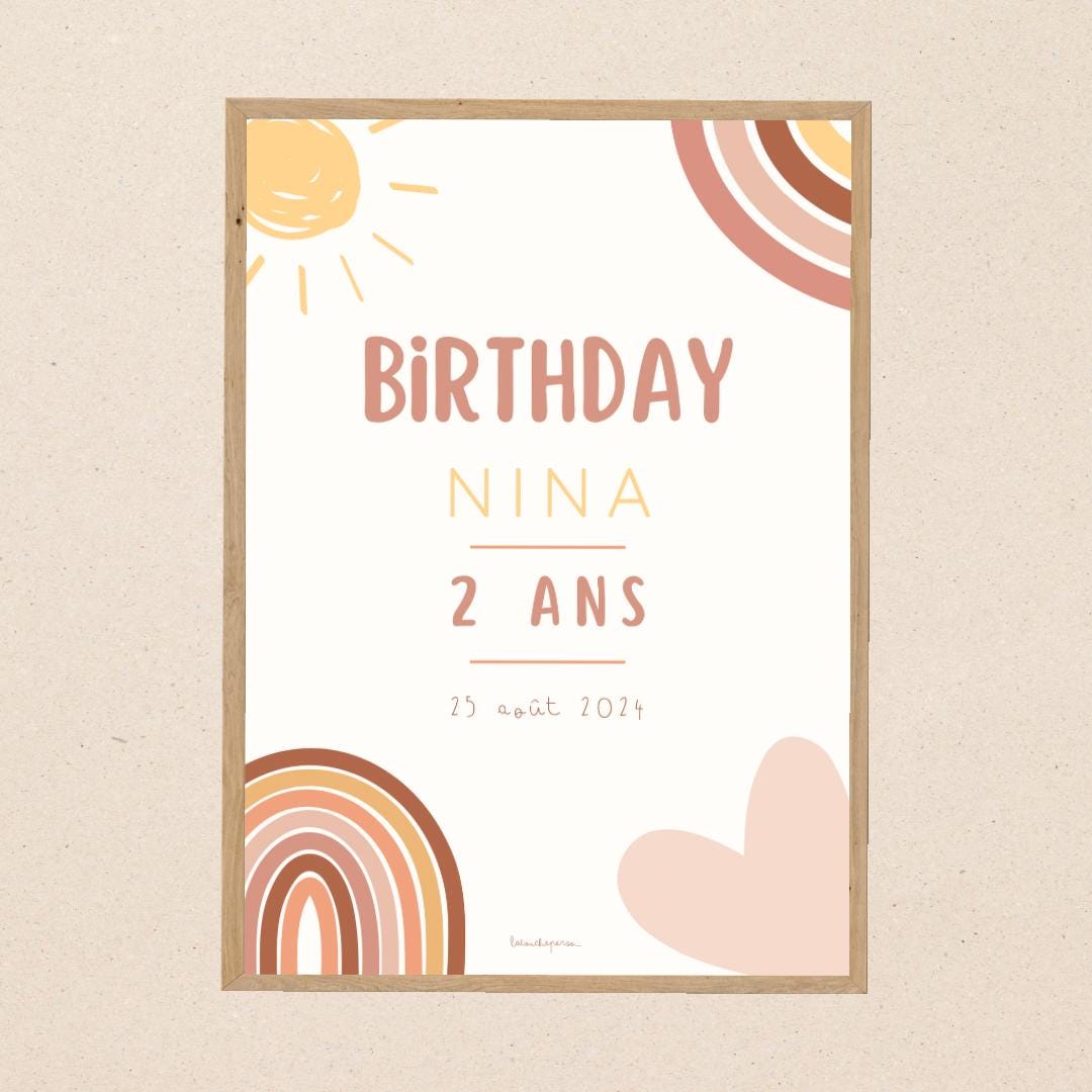 Birthday Poster Boho Rainbow Theme - Etsy