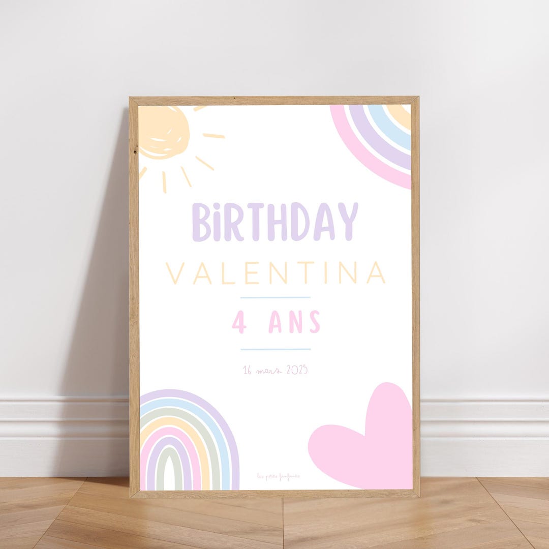 Birthday Poster - Pastel Rainbow Theme - Etsy