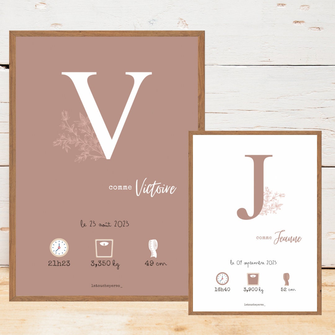 Personalized Birth Poster - Old Pink - Etsy