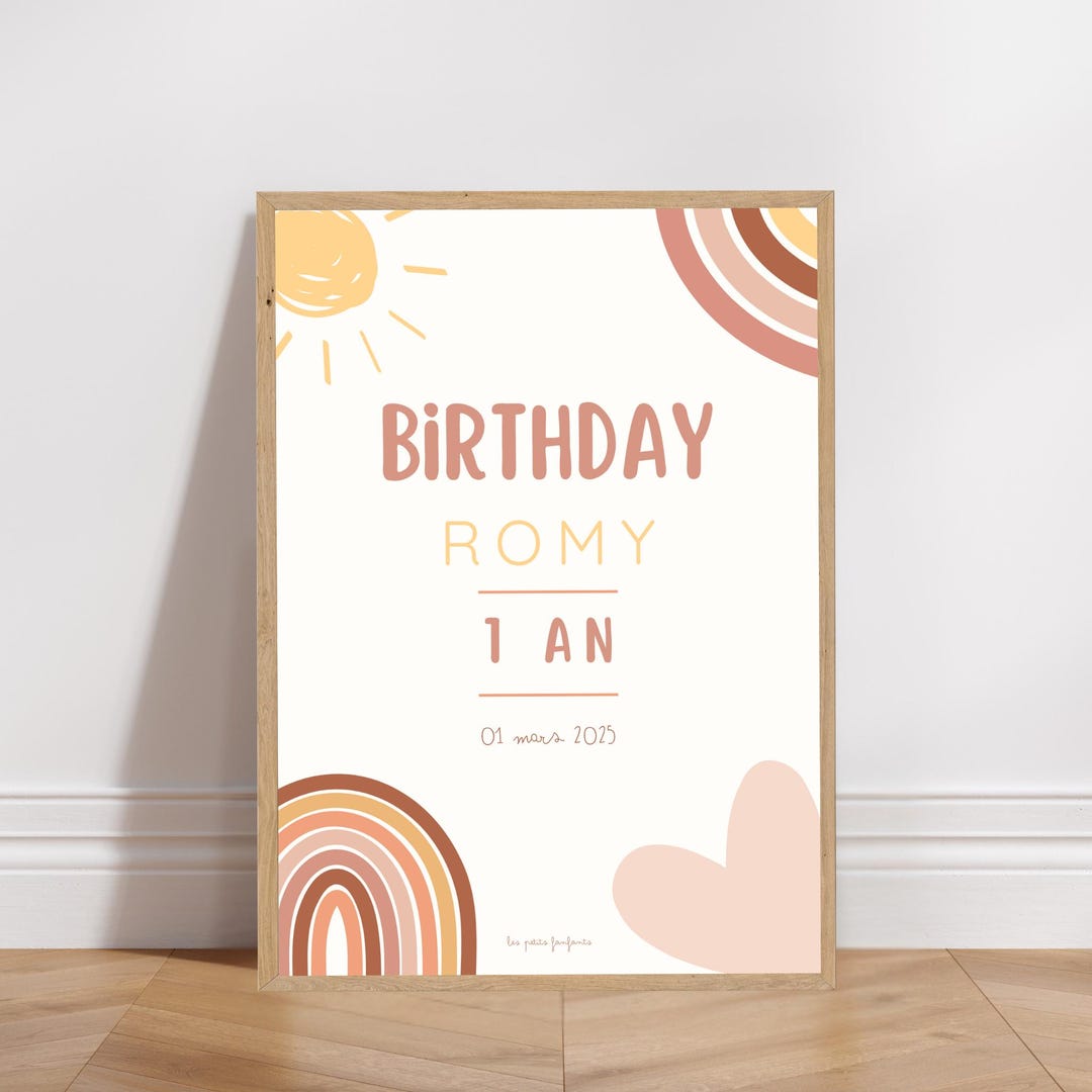 Boho Rainbow Theme Birthday Poster - Etsy