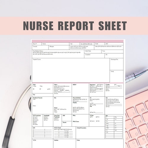 Cardiac Nursing Report Sheet - Etsy