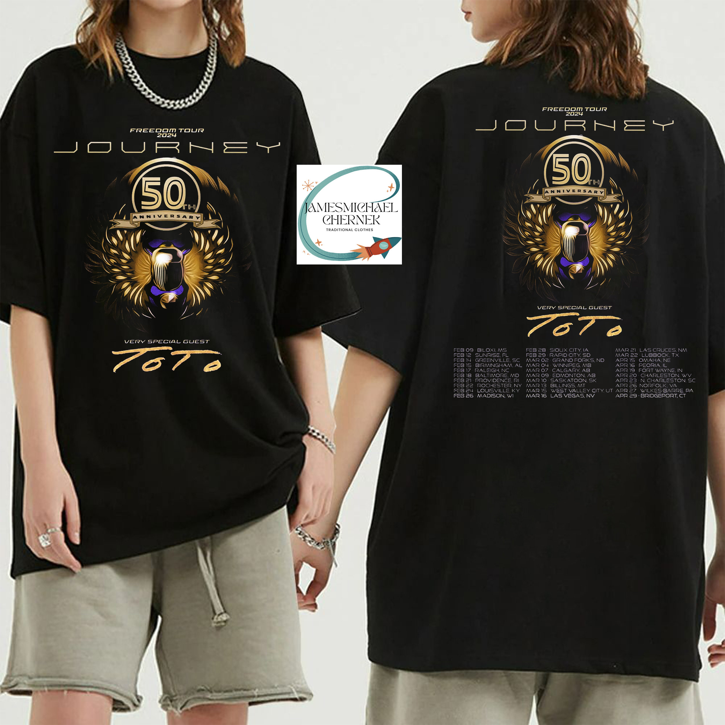 Journey Freedom Tour 2024, Journey With Toto 2024 Designed & Sold By Greedy Stitch