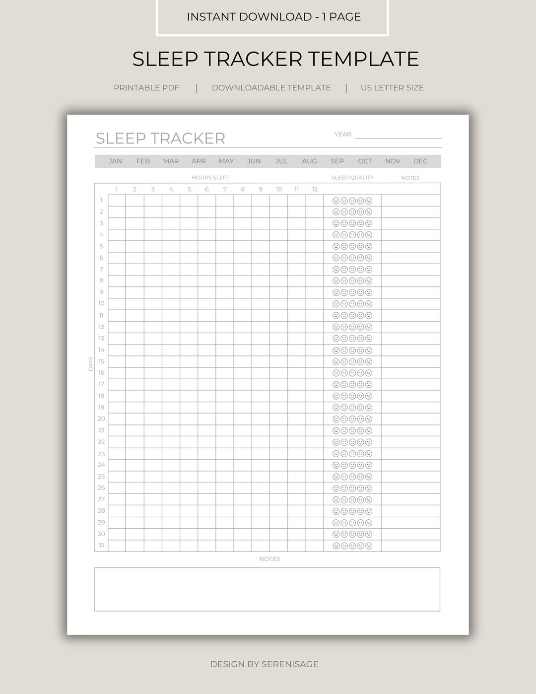 Printable Sleep Tracker Sleep Tracking Planner Digital Sleep Log Sleep ...