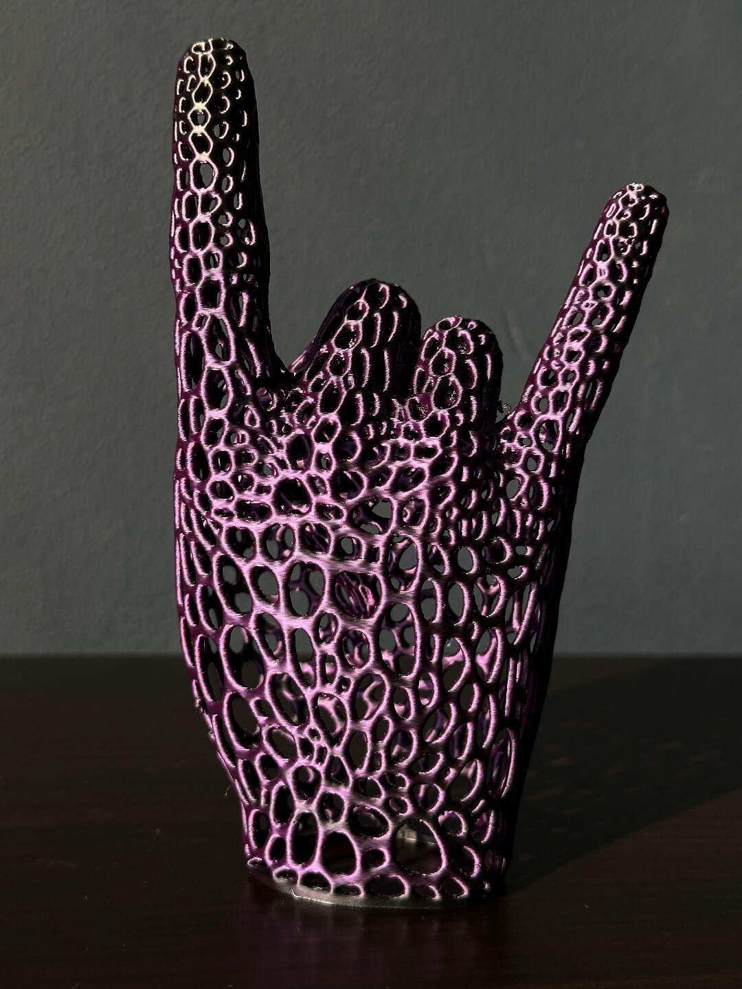 3D Printed Bionic Rock Sign Hand Statue - Devil Horns - 15cm Tall ...