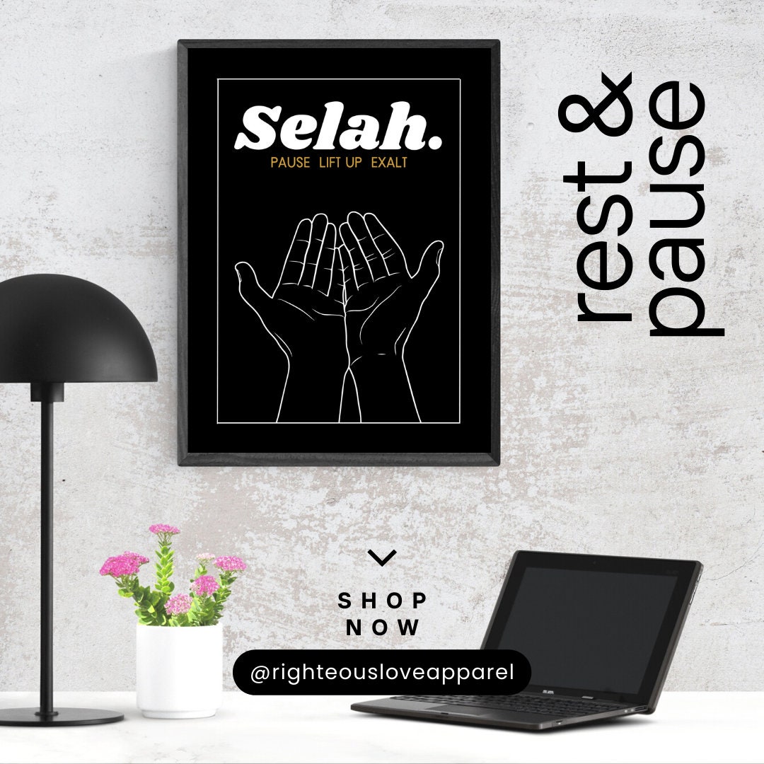 Selah Christian Minimalist Wall Art Home Decor Psalms Hands Lifted - Etsy