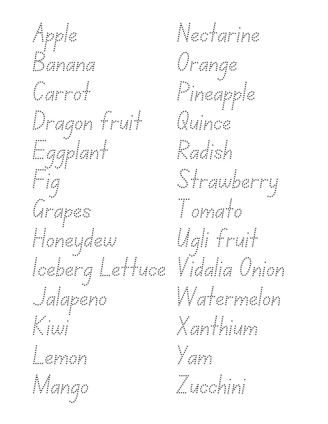 A-Z Coloring Pages, Fruit and Veggie Coloring Book, Printable Alphabet ...