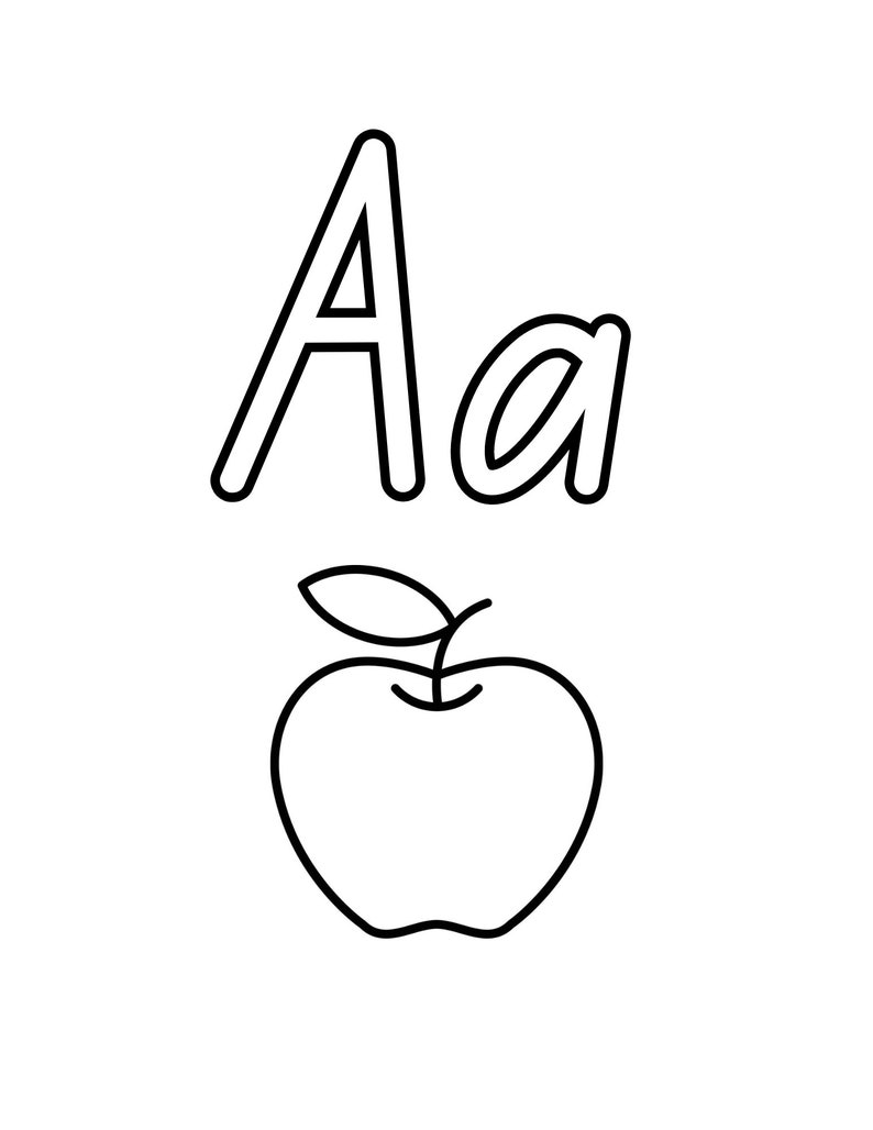 A-Z Coloring Pages, Fruit and Veggie Coloring Book, Printable Alphabet ...