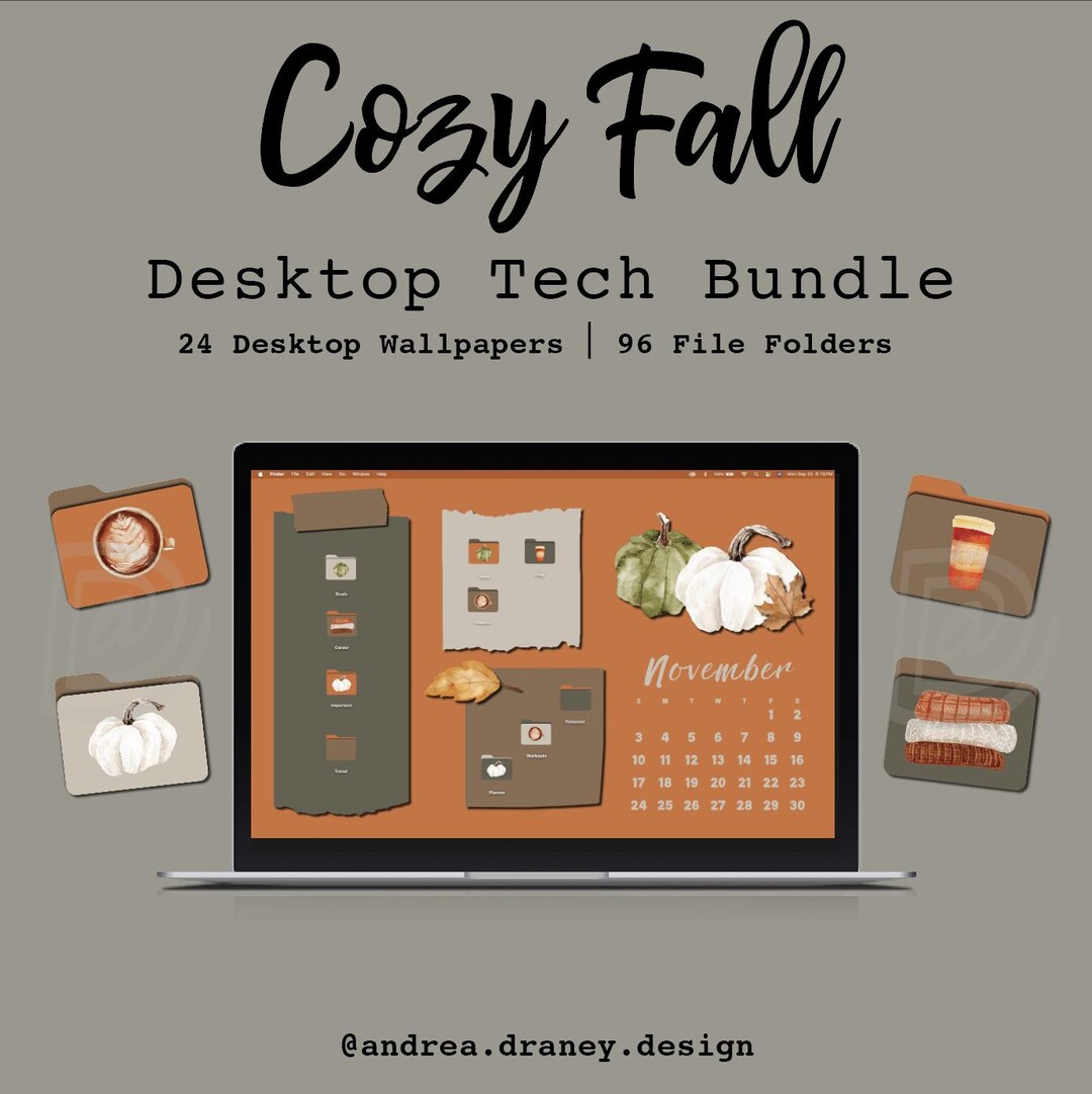 Cozy Fall Desktop Wallpaper Organizers Fall Aesthetic Cozy Fall Folder ...