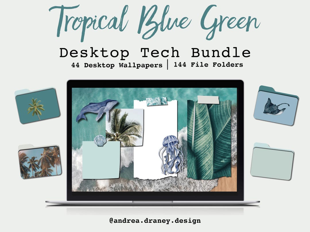Tropical Desktop Organizer Bundle: Blue Green Theme (digital Download ...