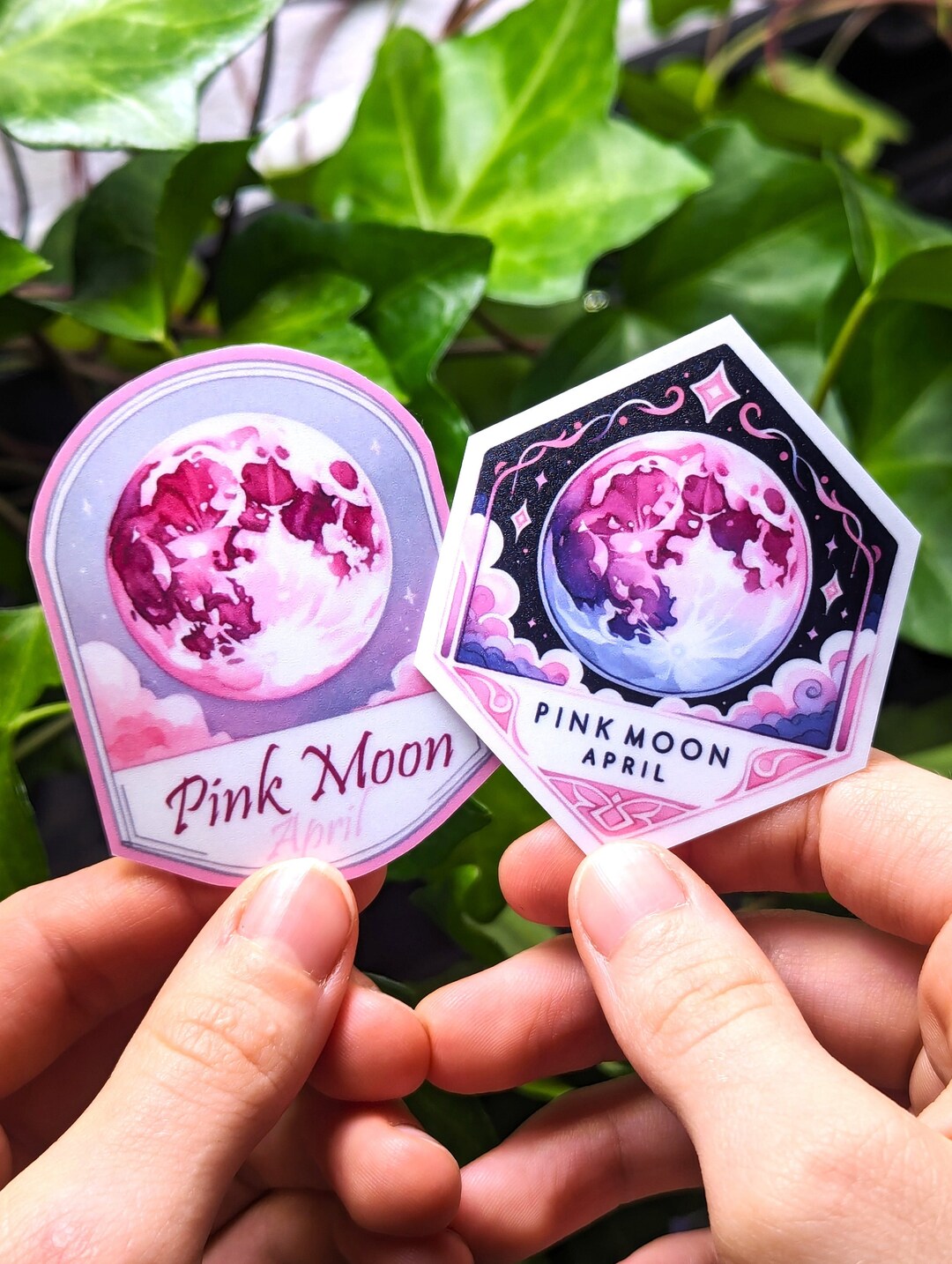 Pink Moon Stickers: Waterproof Matte Pagan Planner Stickers - Etsy