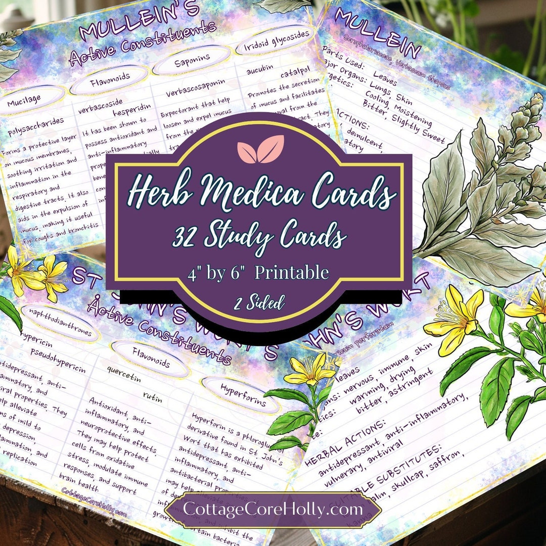 Printable Herb Medica Cards | Breakdown Individual Constituent ...