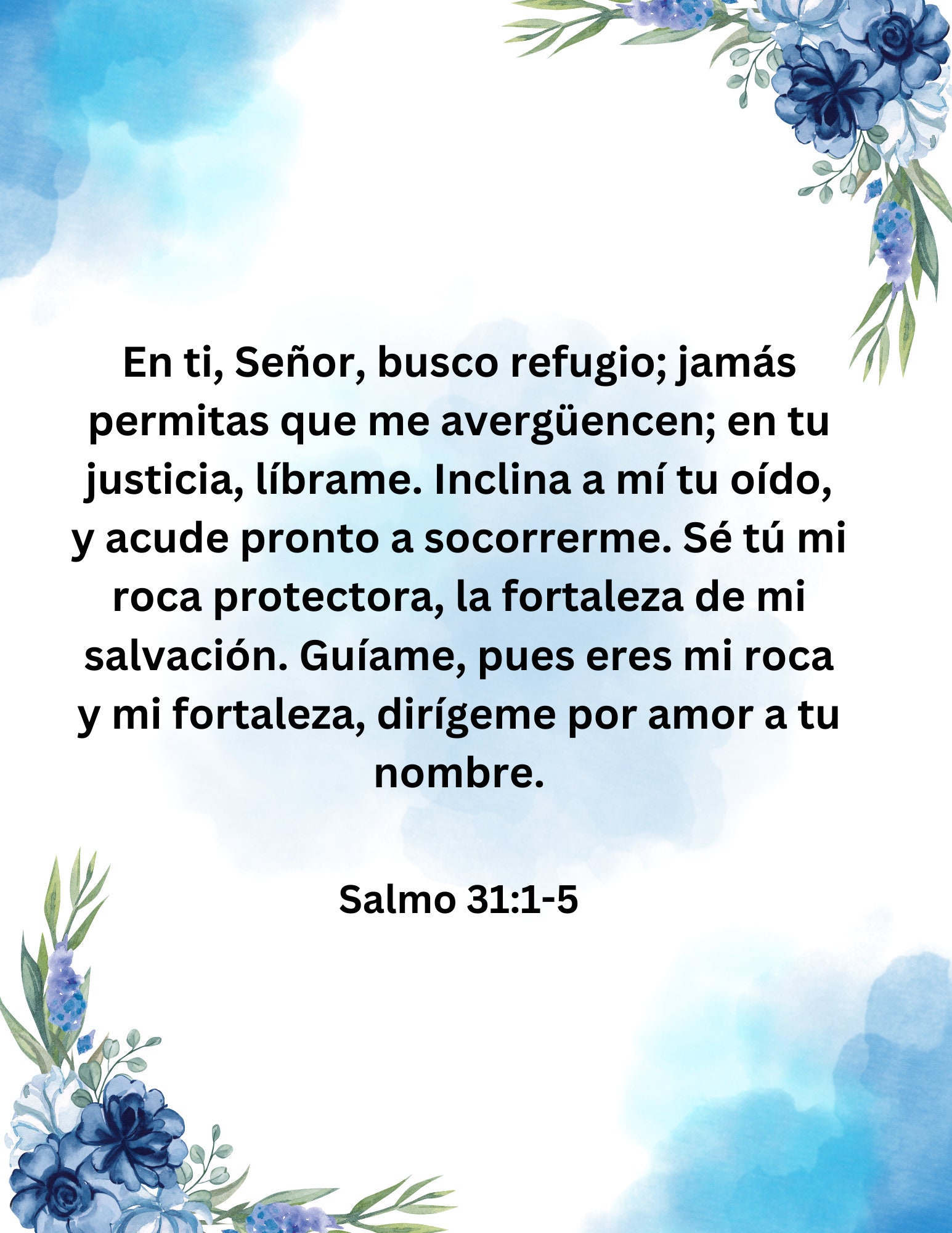 Salmo 31:1-5 -salmo De La Protecion-psalm of Protection-printable Print ...