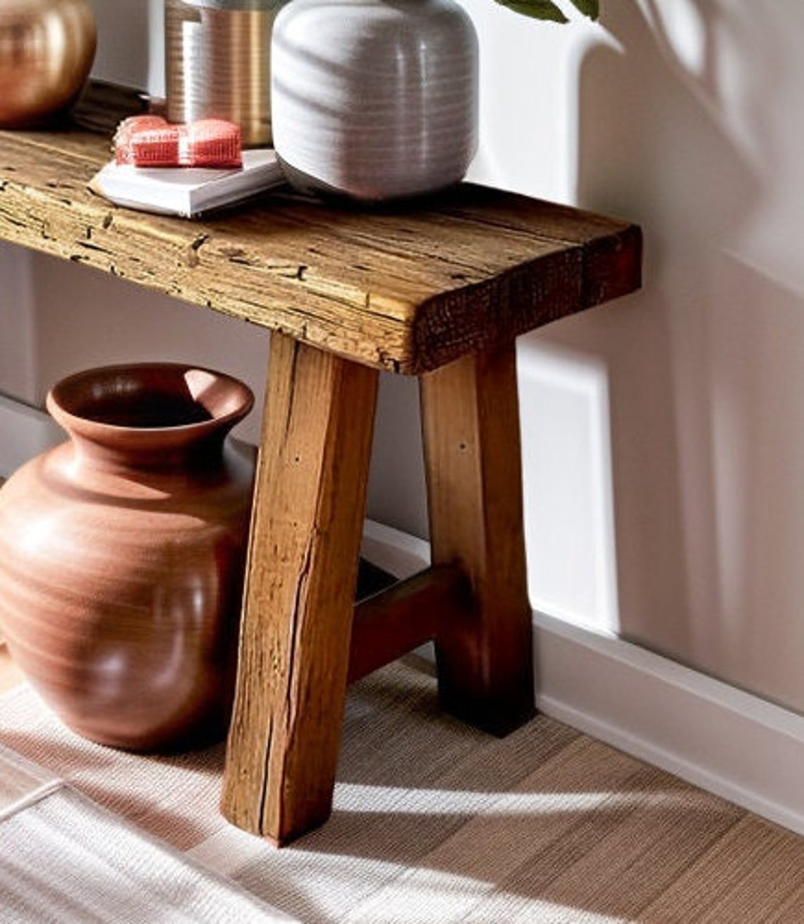 Handcrafted Reclaimed Wood Bench, Rustic Farmhouse Seating, Rustic ...