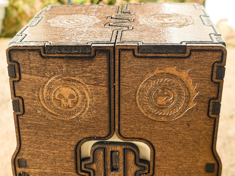 Basswood MTG Travel Box With Gear Mechanism Wooden Magic the Gathering ...