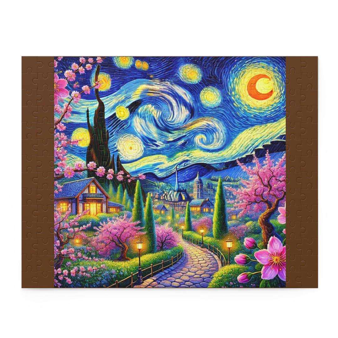 Van Gogh the Night Starry With Sakura Puzzle (120, 252, 500-piece) - Etsy