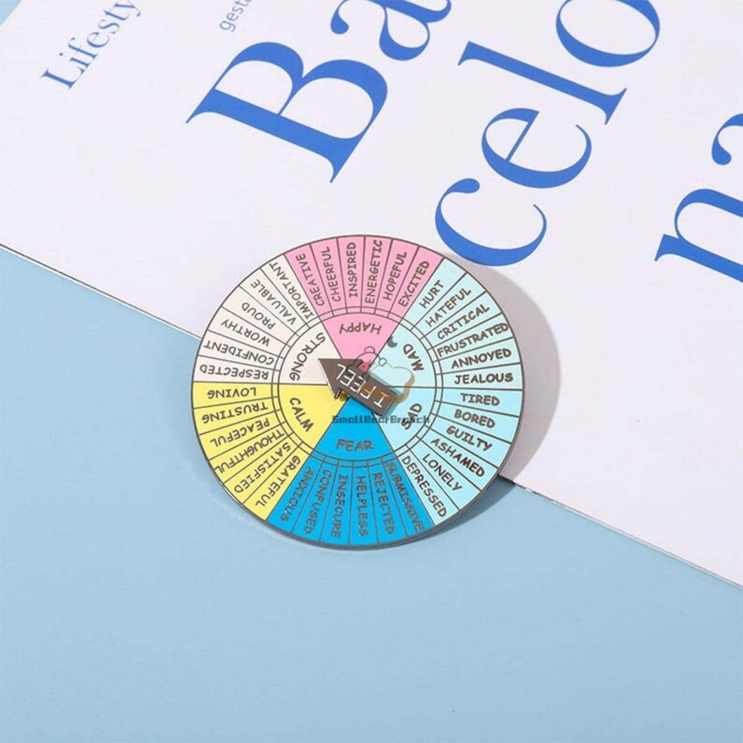 Mood Wheel Spinner Enamel Pins Psychotherapy Rotatable - Etsy
