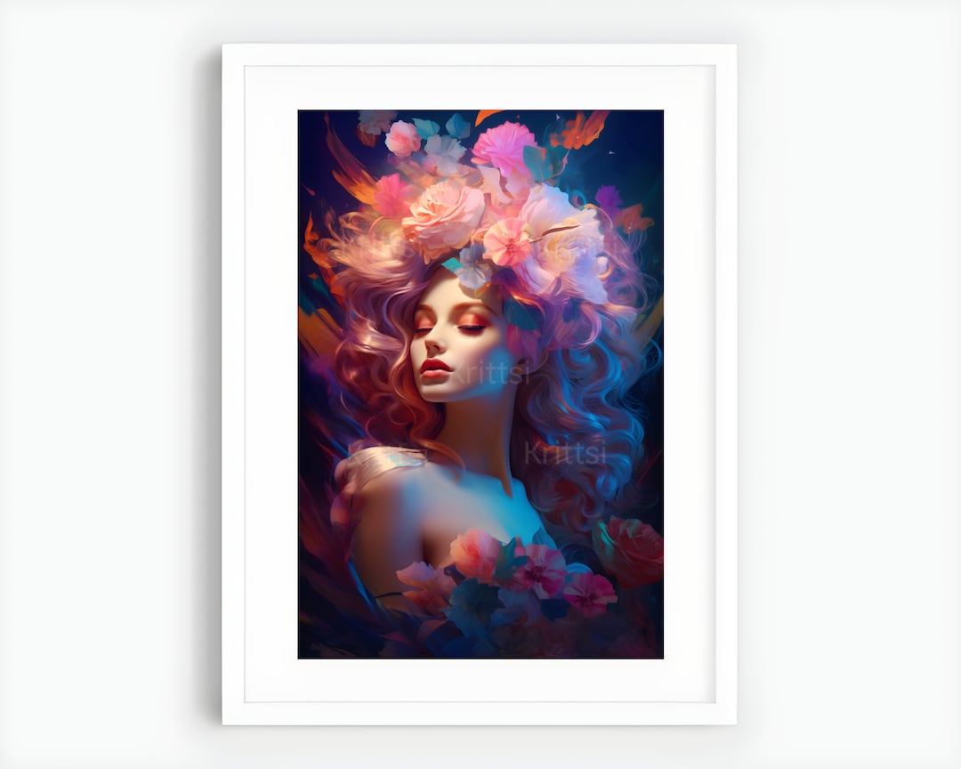 Beautiful Flower Woman Art PNG Digital Download - Etsy