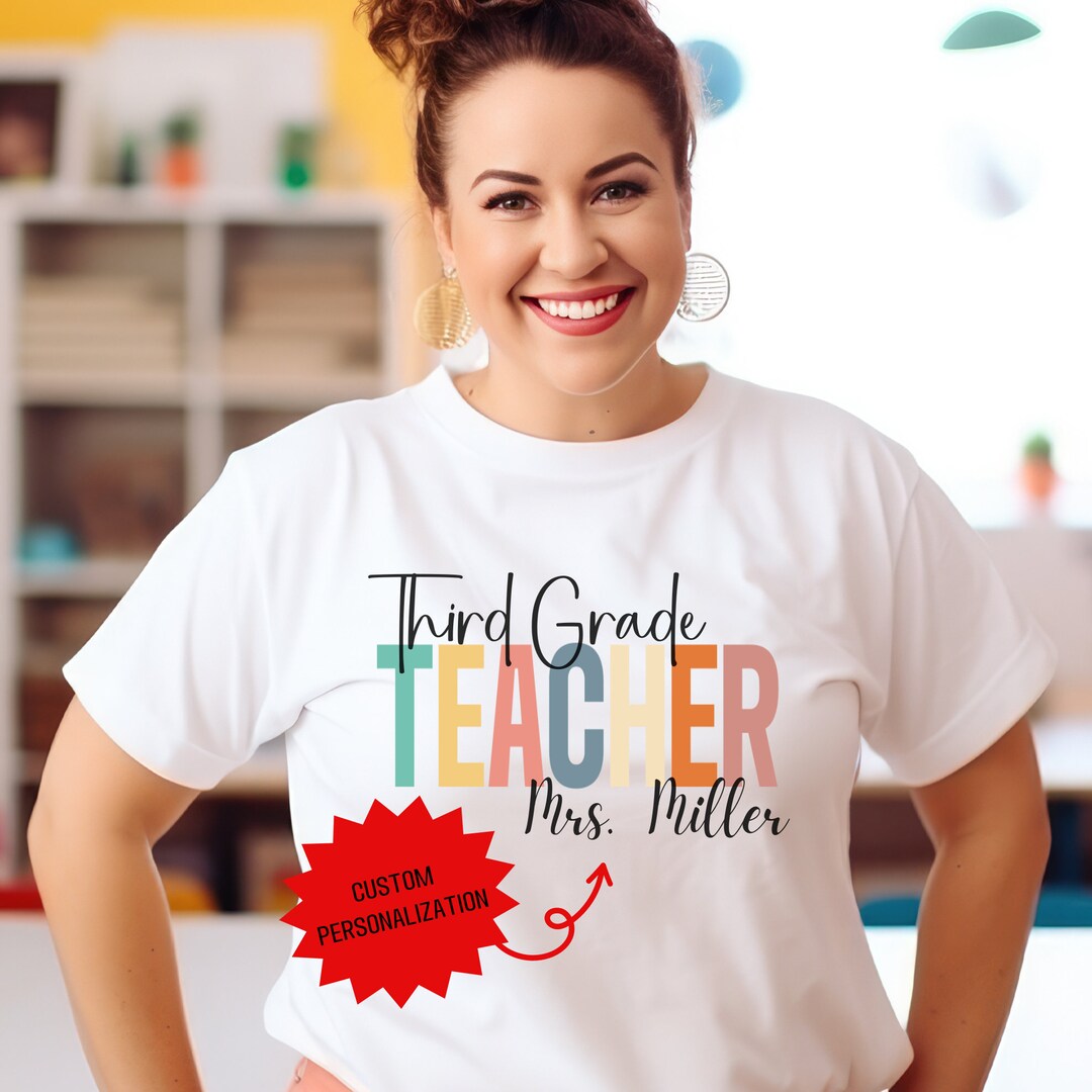 Personalized Teacher T-shirt: Custom Grade & Name - Etsy