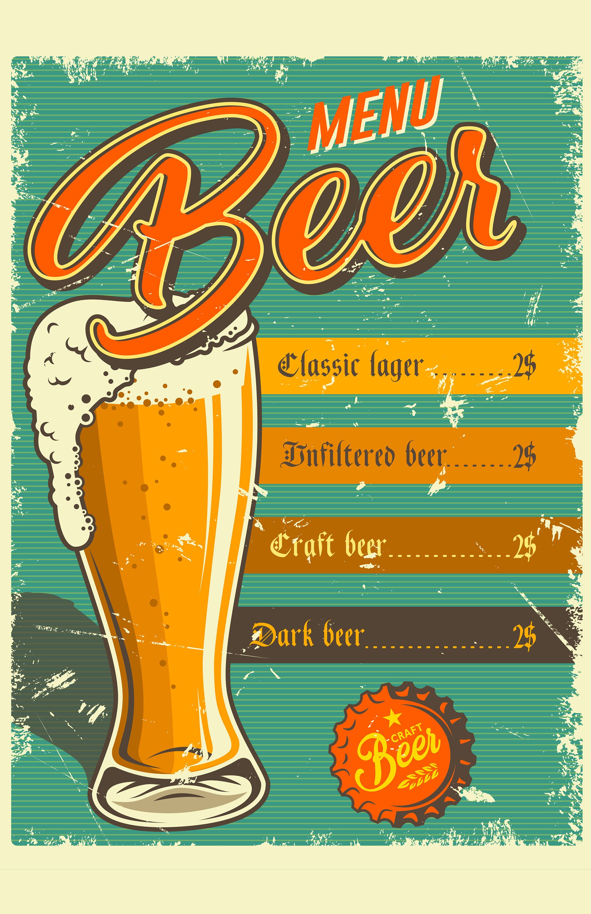 Vintage Beer Poster Set, 7 Digital Prints, Beer Posters, Classic Beer ...