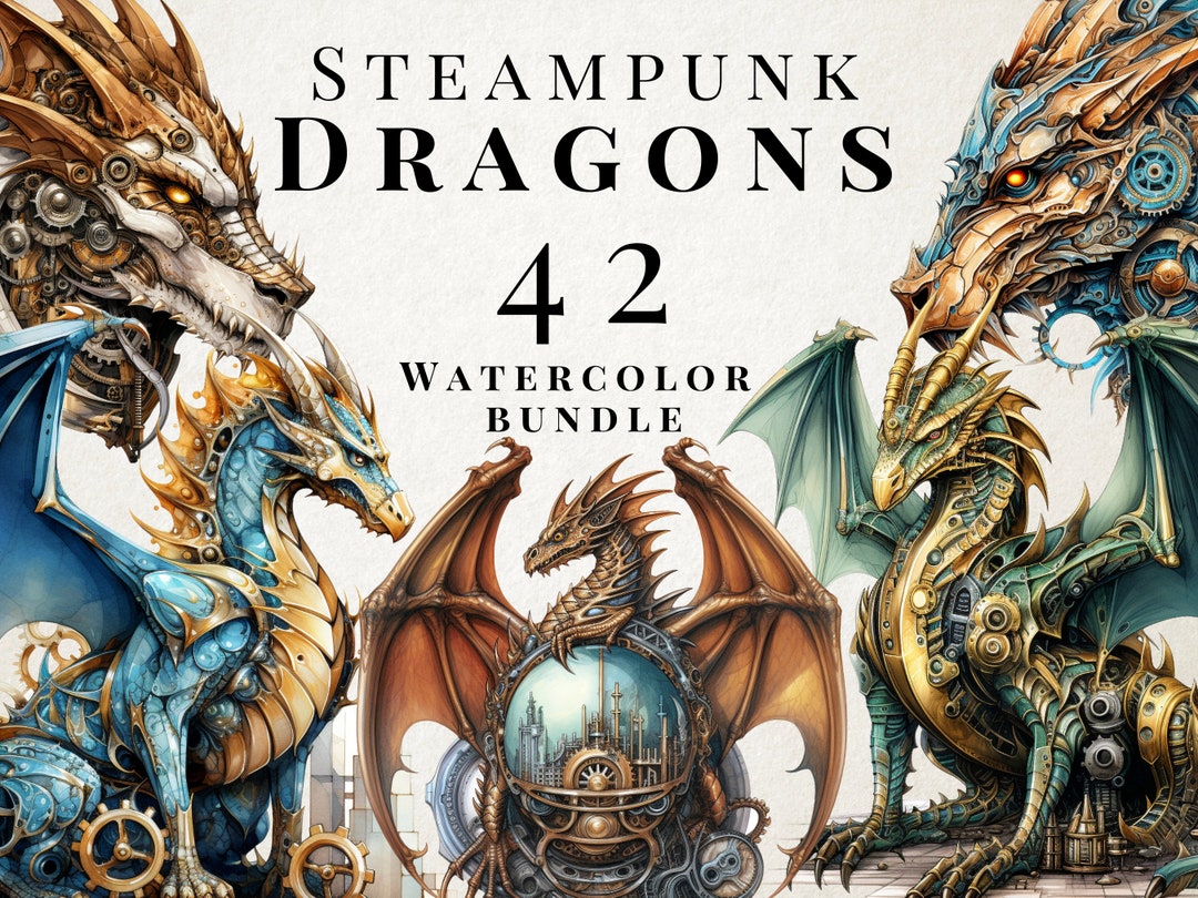 Steampunk Dragons Clipart Bundle 42 Dragon Pngs, Dragons Clip Art ...