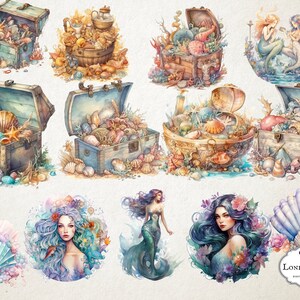 Mermaids Watercolor Clipart Bundle 141 Mermaid PNG, Mermaids Clip Art ...
