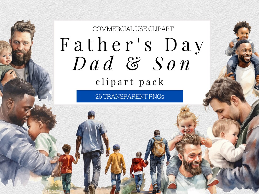 Fathers Day Watercolour Clipart, Dad and Son Watercolour Clipart ...