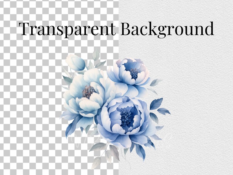 Dusty Blue Peonies Watercolor Clipart Peony Floral Clipart Peonies ...