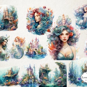 Mermaids Watercolor Clipart Bundle 141 Mermaid PNG, Mermaids Clip Art ...