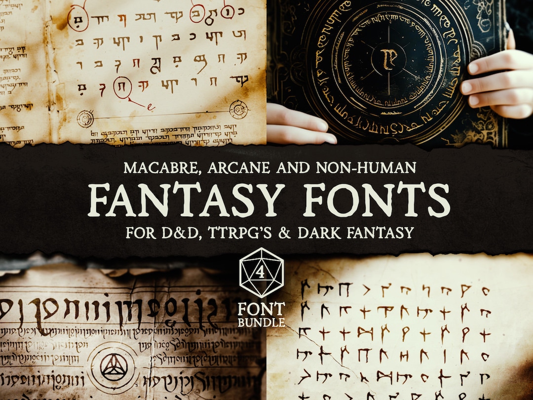 Dark Fantasy Font Bundle for Dungeons and Dragons Non-human Font Elven ...