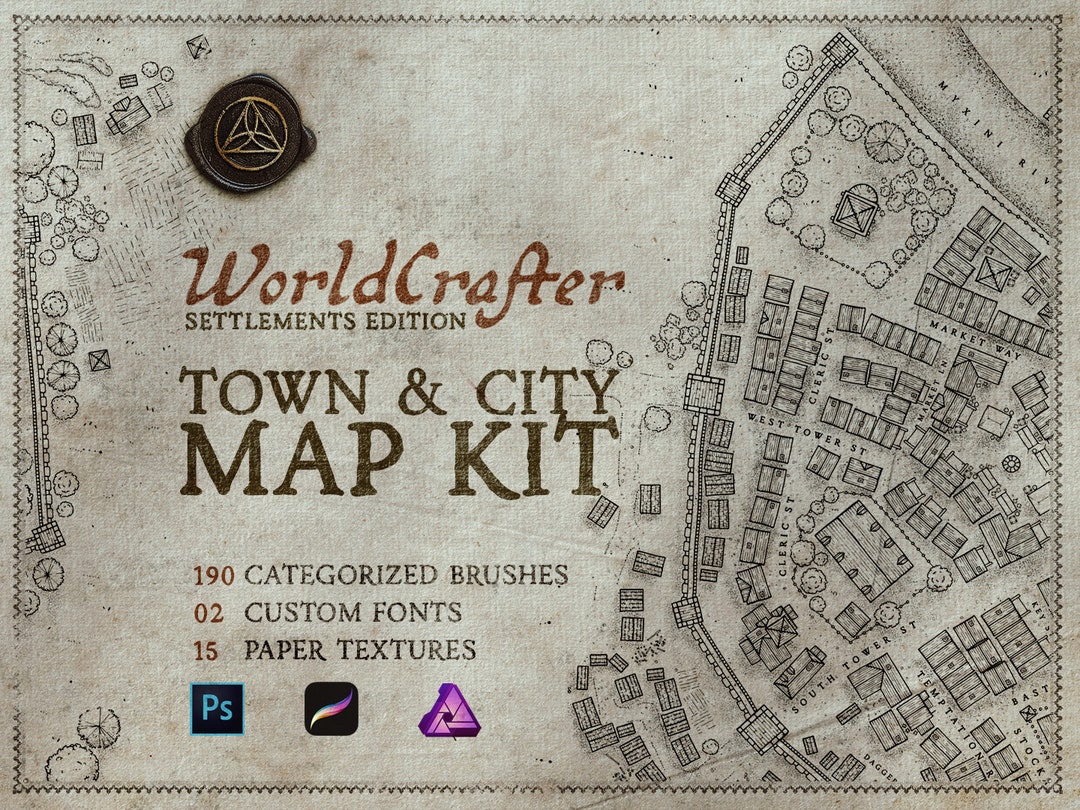 D&D Town, City Map Kit for Photoshop and Procreate. Dnd Pathfinder and ...
