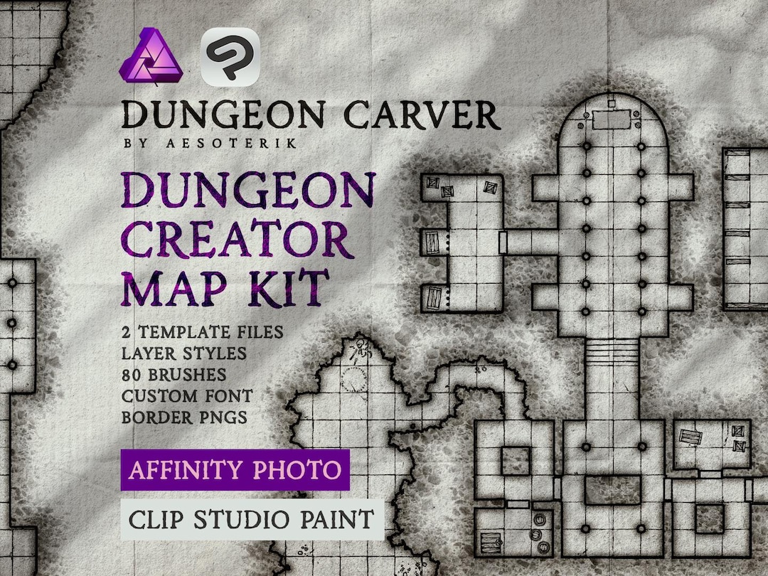 Dungeon Map Kit: Carver Brush Pack for Affinity & CSP (digital Download ...