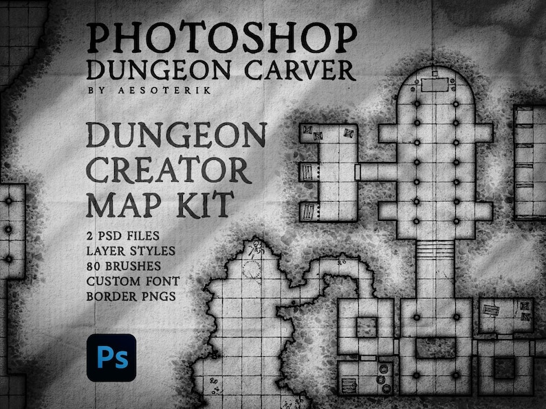 Photoshop Dungeon Map Brush Kit: Fantasy RPG Mapmaking (digital ...