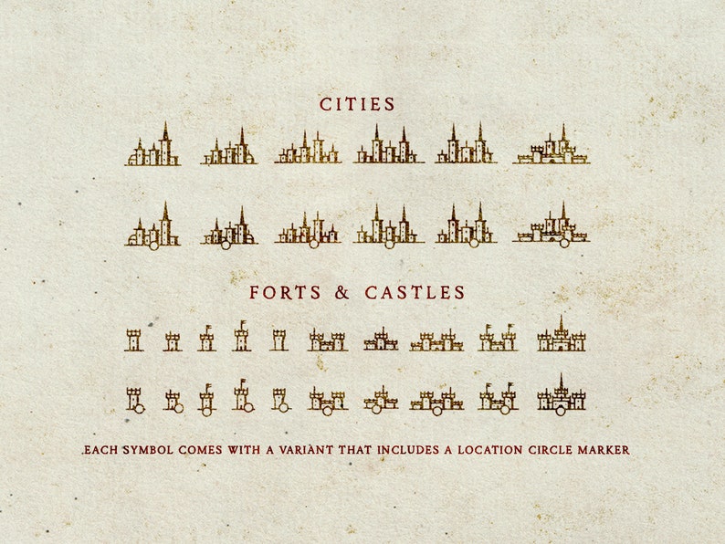 100+ Fantasy Map Settlement Icon Brushes for Procreate, Photoshop ...