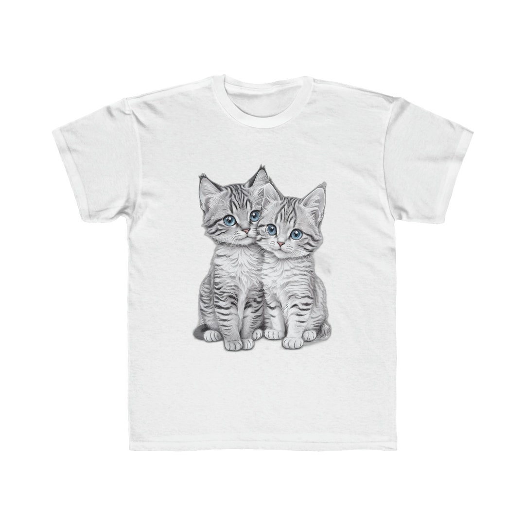 Kids Regular Fit Tee Two Kitties Design - Etsy