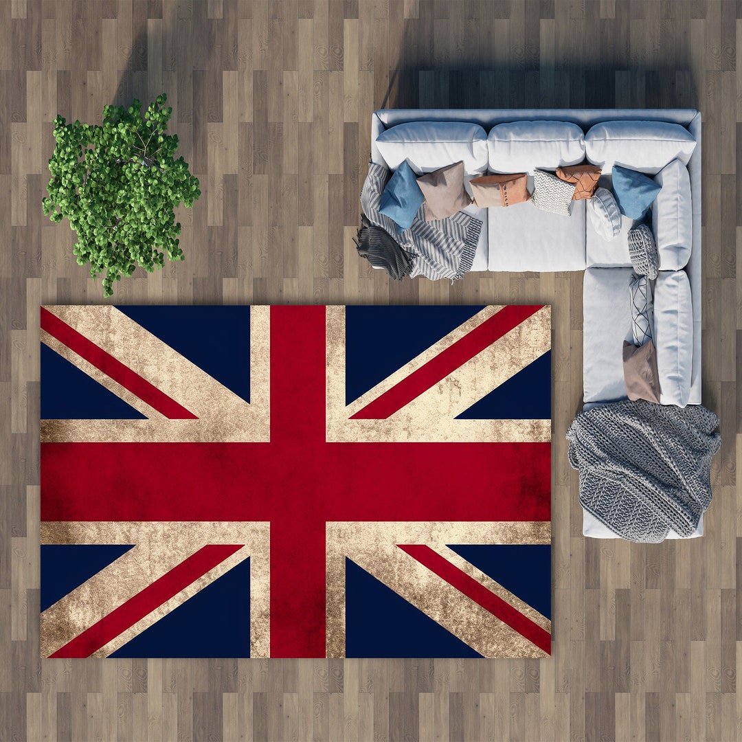 British Flag Carpet, Grunge Flag Rug, United Kingdom Rug, Home Decor ...
