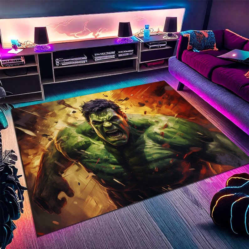 Hulk Themed Carpet, Hulk Carpet, Superhero Movie Rug, Gift for Him ...