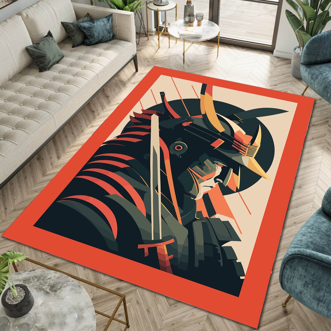 Samurai Rug, Japanese Themed Rug, Japanese Rug, Modern Rug, Japanese ...